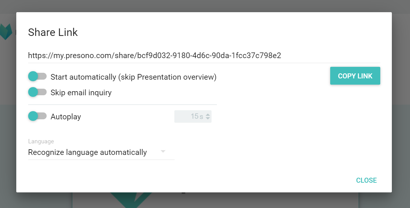 Share presentations/sessions as a link – presono's knowledgebase